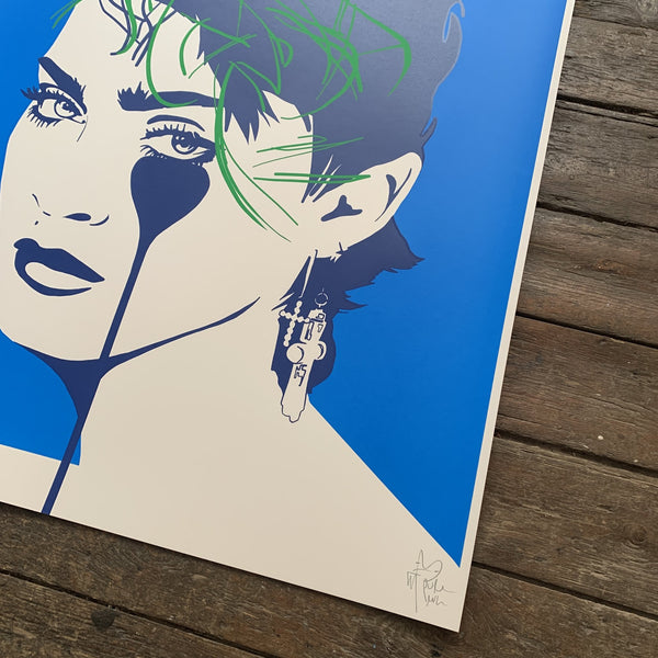 Pure Evil - LUCKY STAR BLUE - MADONNA SCREENPRINT - The Art Hound Gallery